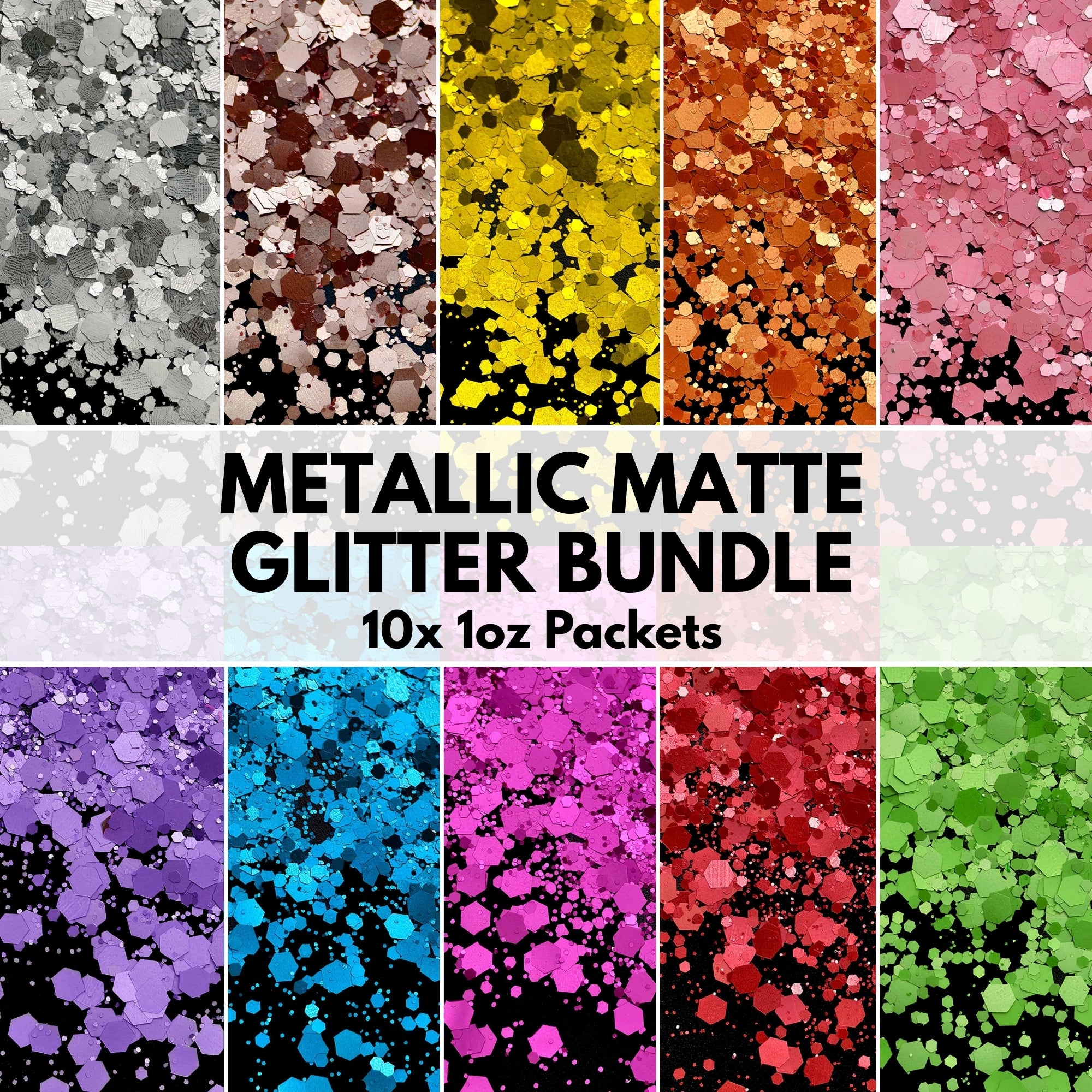 Metallic Matte Polyester Glitter Set Bundle, Crafting Glitters ...