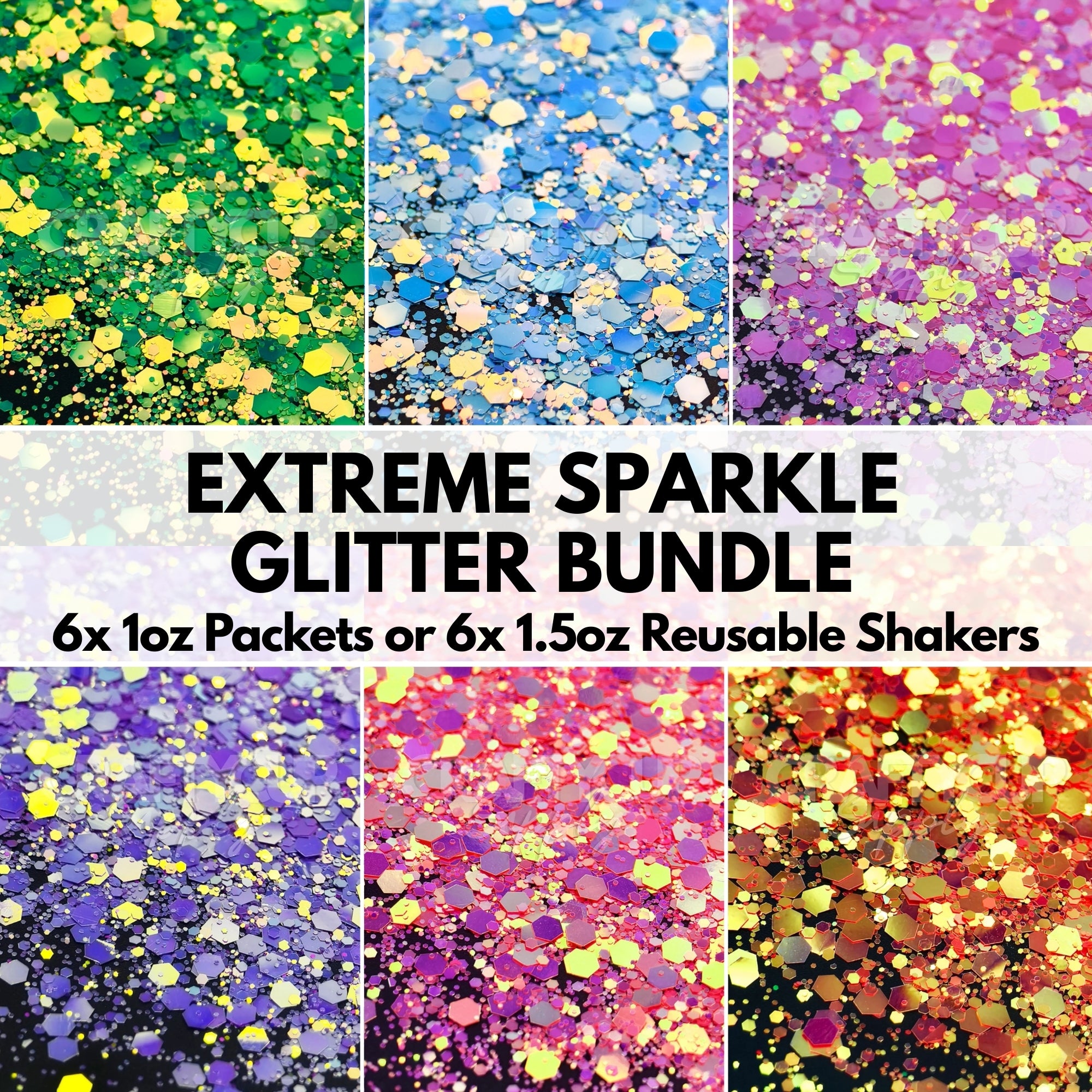Extreme Sparkle Polyester Glitter Set Bundle, Crafting Glitters ...
