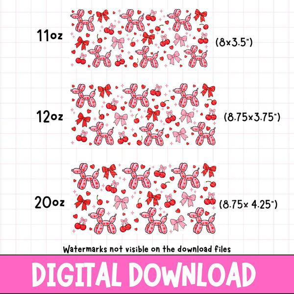 Balloon Dog Digital Download PNG Mug Wraps Sublimation Wrap ...