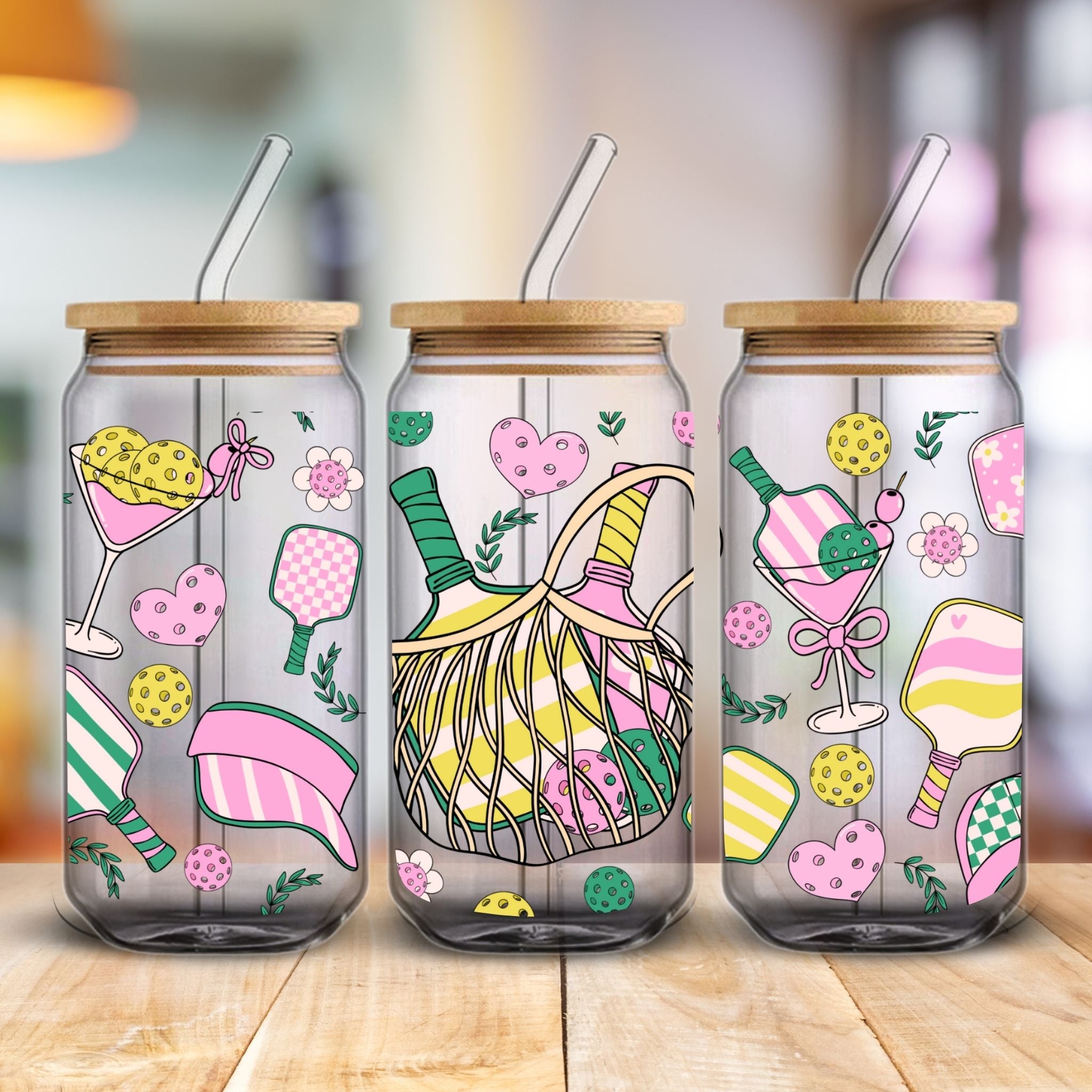 Libbey Glass Can | 16oz Bamboo Lid | UV DTF Design Vinyl Wrap – CraftyCupSupply